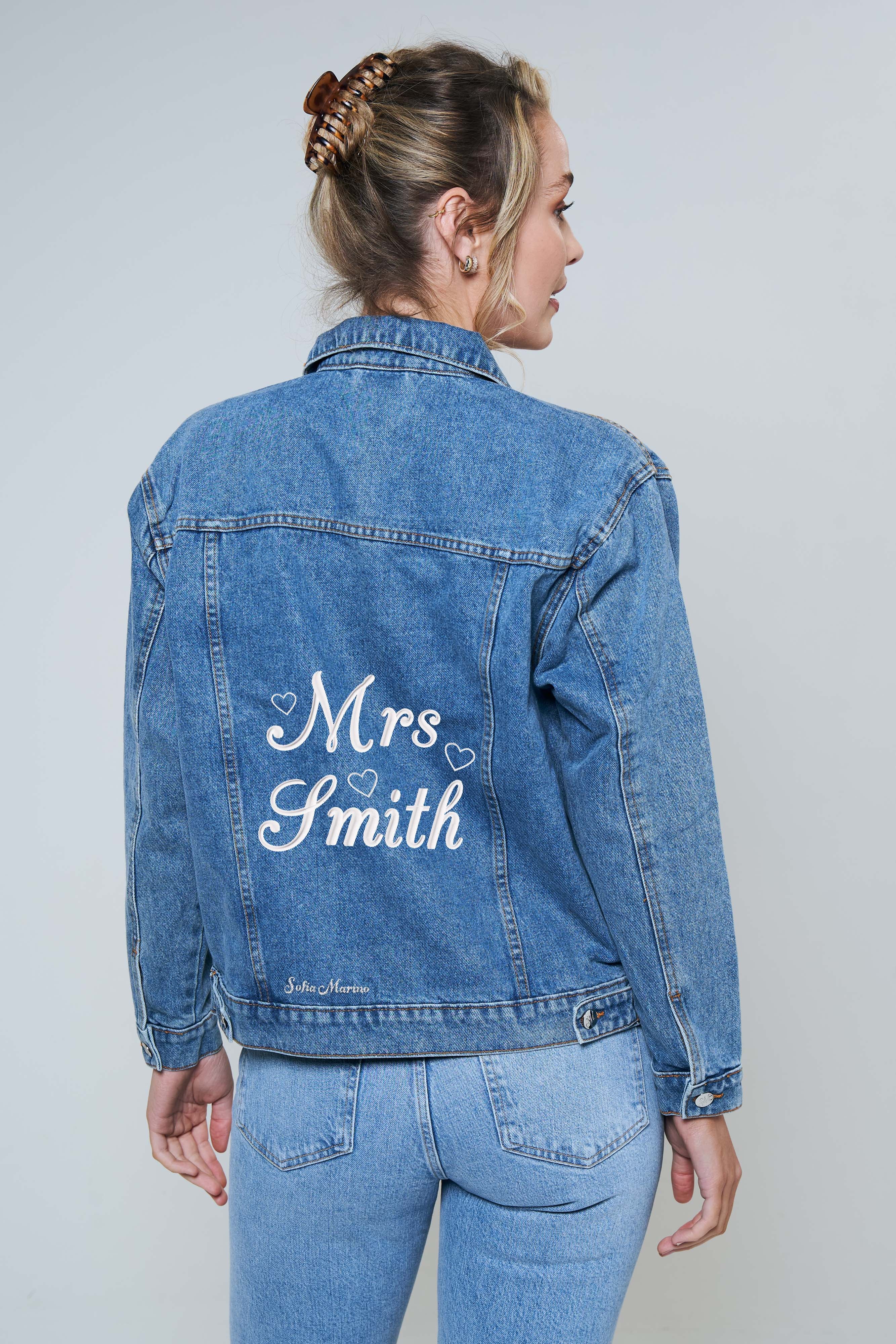 Customised Bridal Mrs Embroidered Denim Jacket - Sofia Marino – Sofia Marino