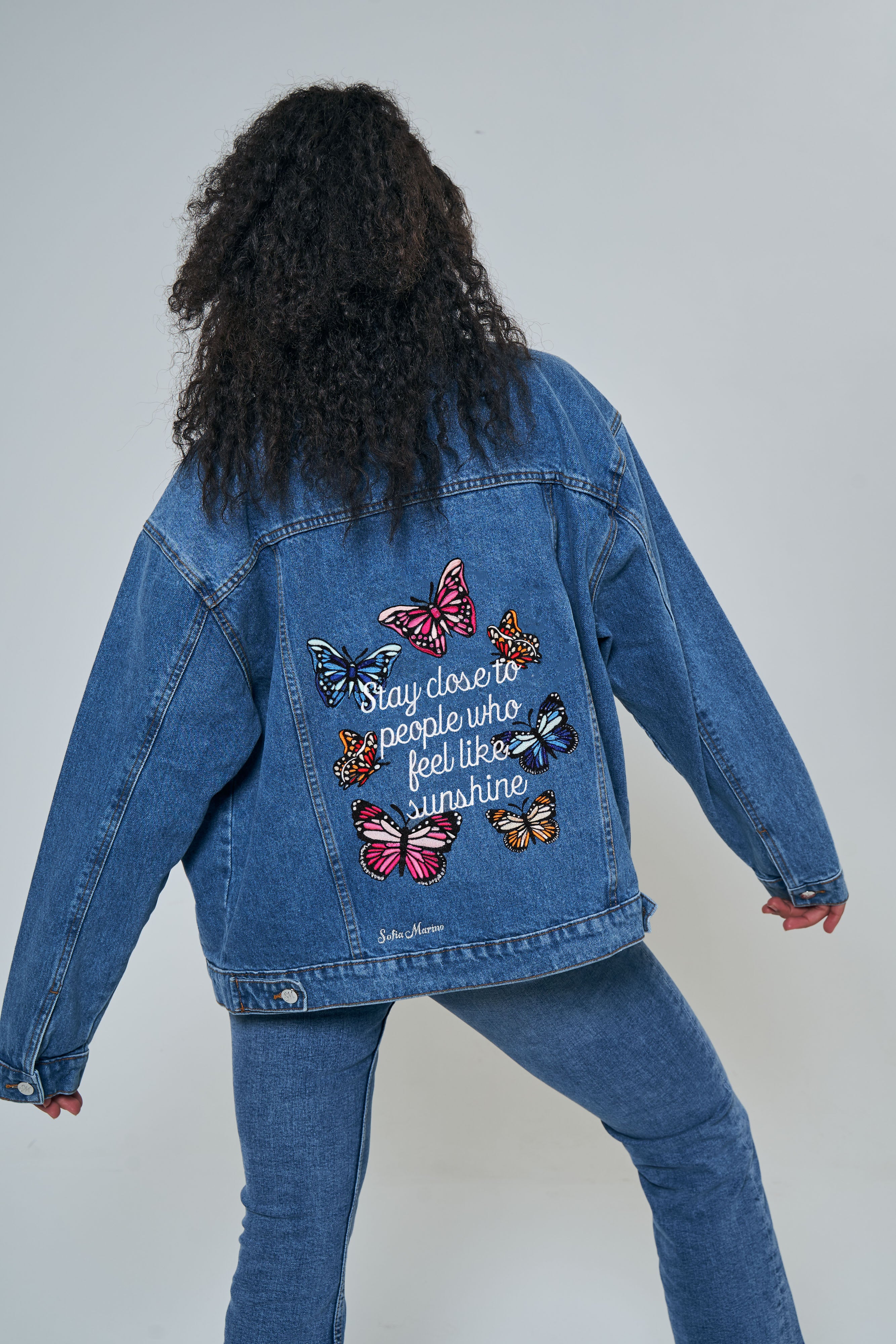 Feel Like Sunshine Embroidered Denim Jacket - Sofia Marino – Sofia Marino